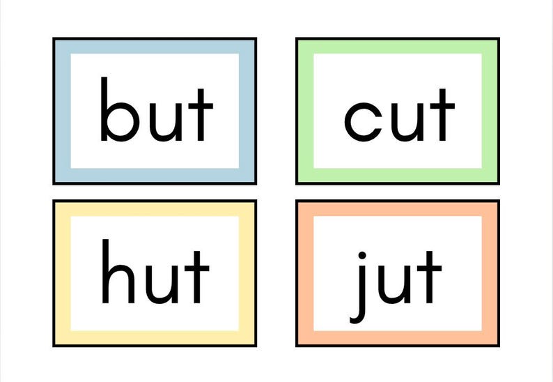 Decodable Cvc Word Flashcards Etsy