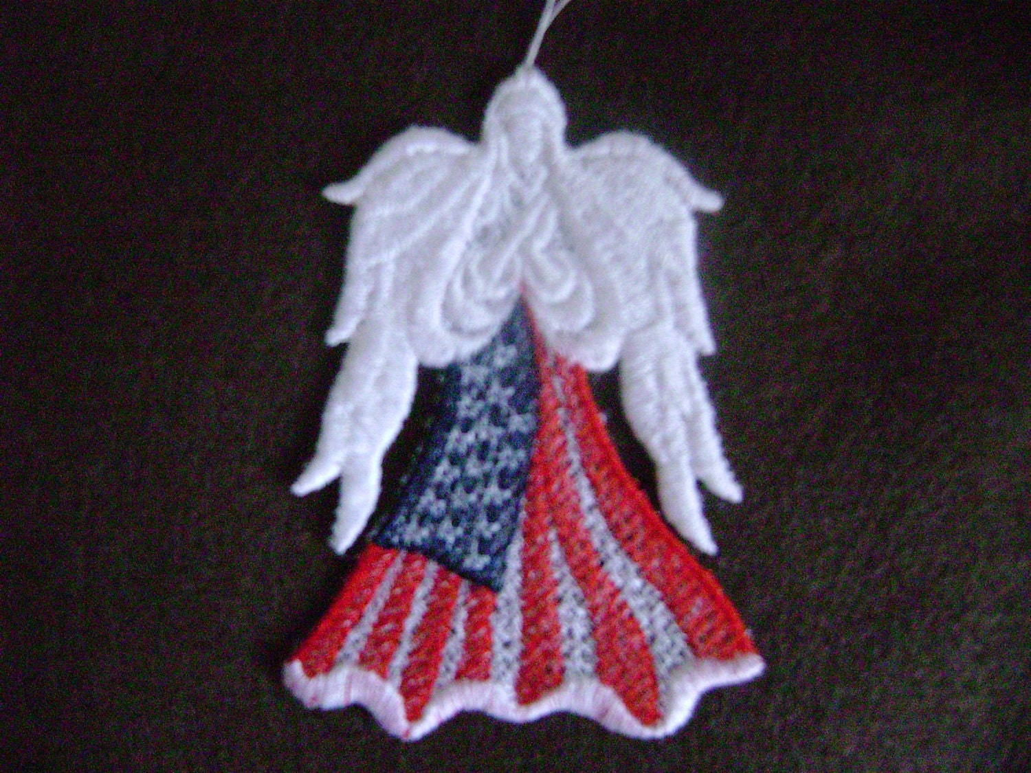 Angel Ornament, Patriotic Flag Angel. Red White & Blue, Embroidered ...