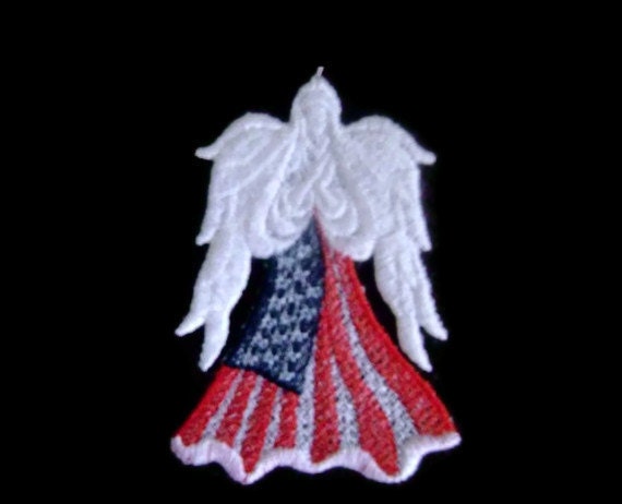 Angel Ornament, Patriotic Flag Angel. Red White & Blue, Embroidered ...