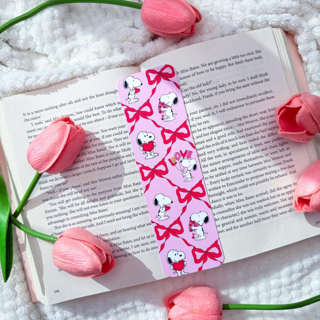 Pink Snoopy Bookmark: Book Lover Accessory Double Sided - Etsy