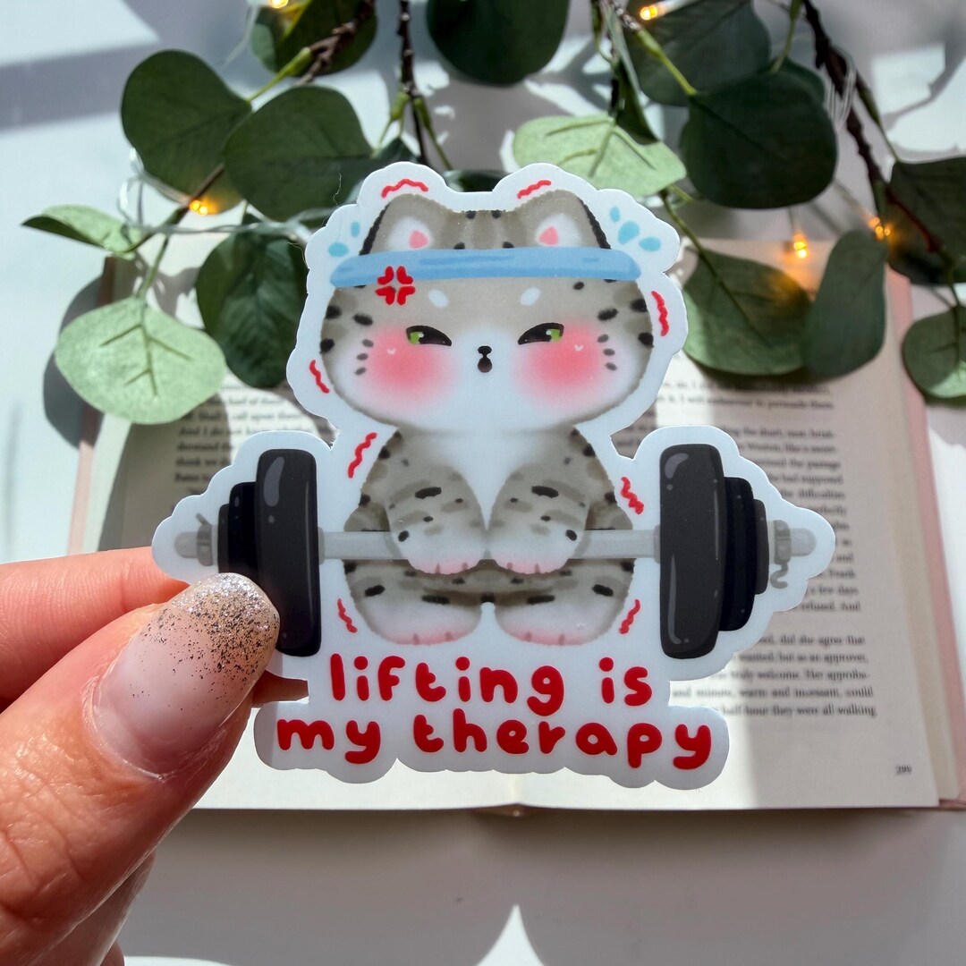 Lifting is My Therapy Cat Gym Sticker - Fitness Motivation - Etsy