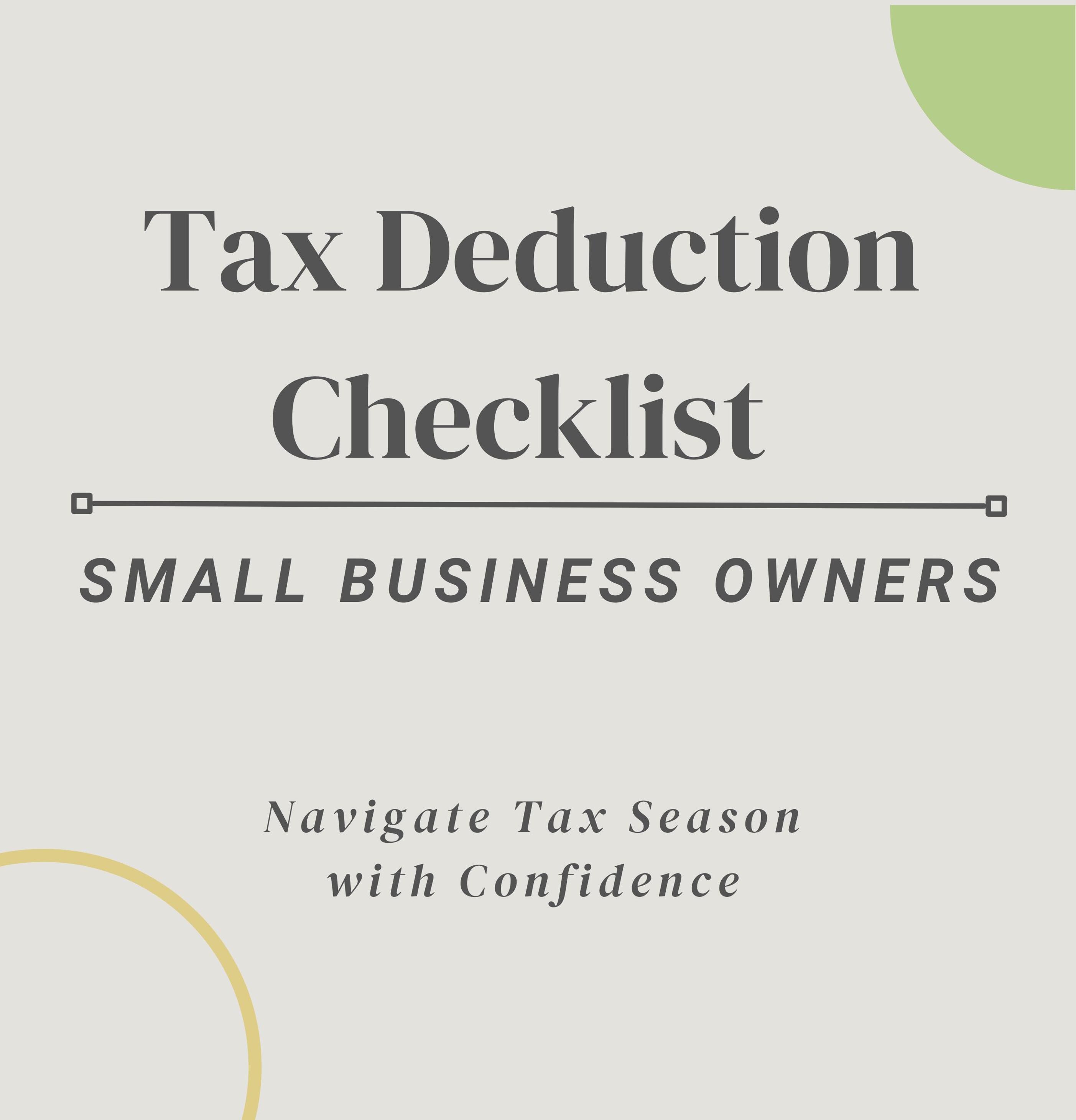 Small Business Tax Deduction Checklist - Etsy