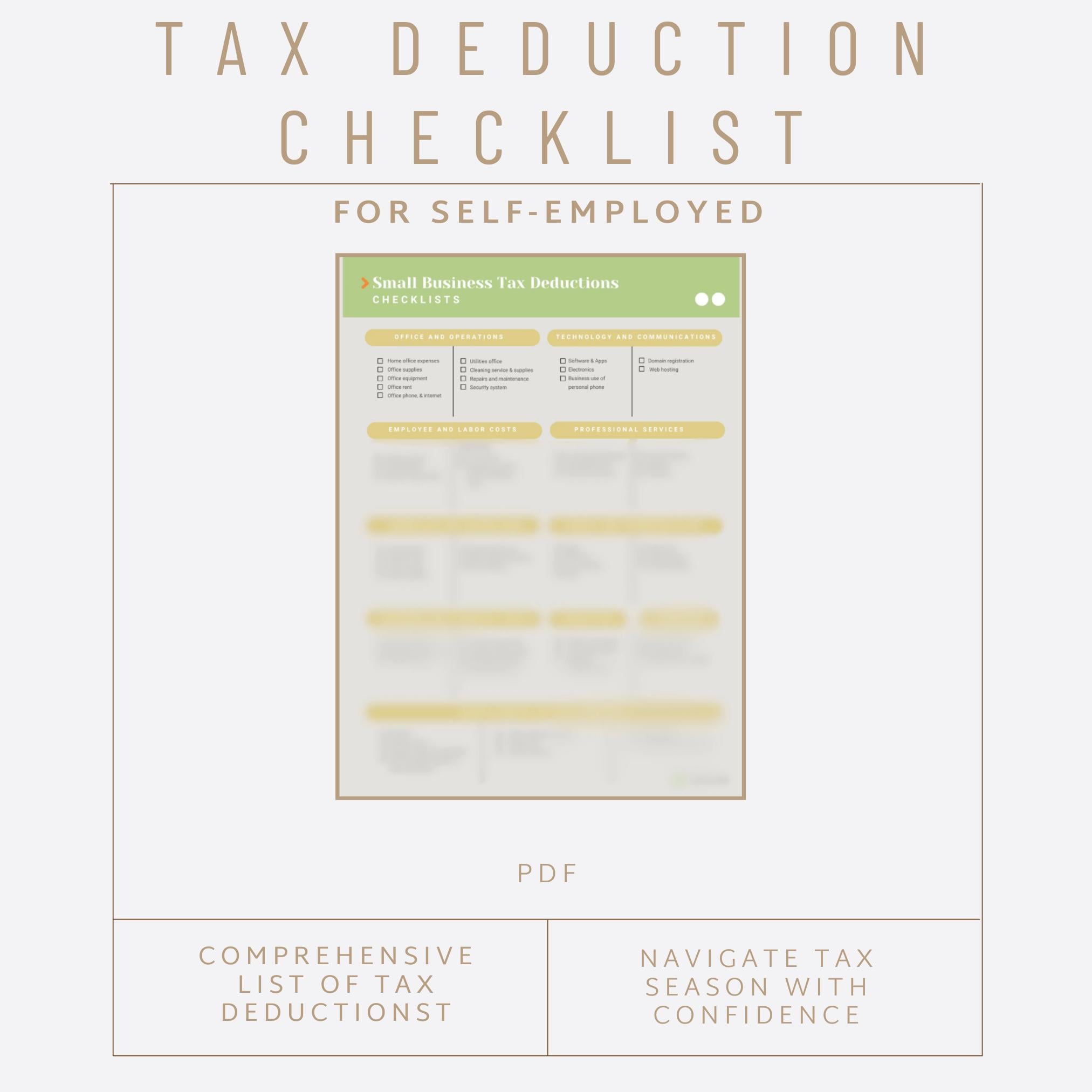 Small Business Tax Deduction Checklist - Etsy