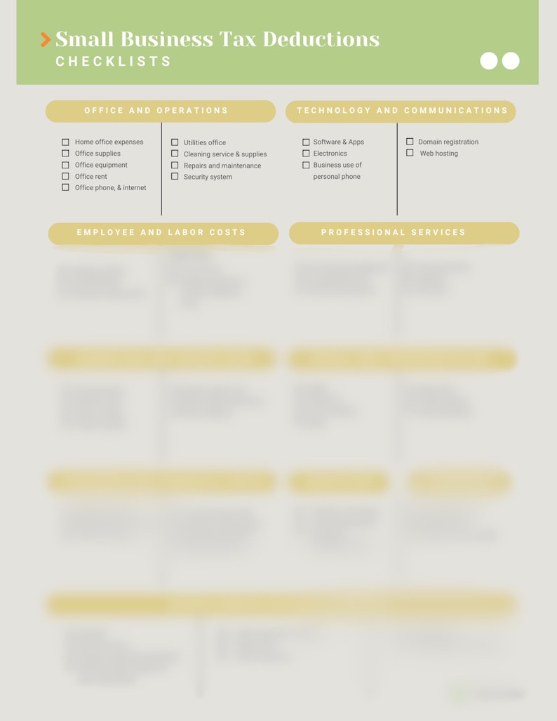 Small Business Tax Deduction Checklist - Etsy
