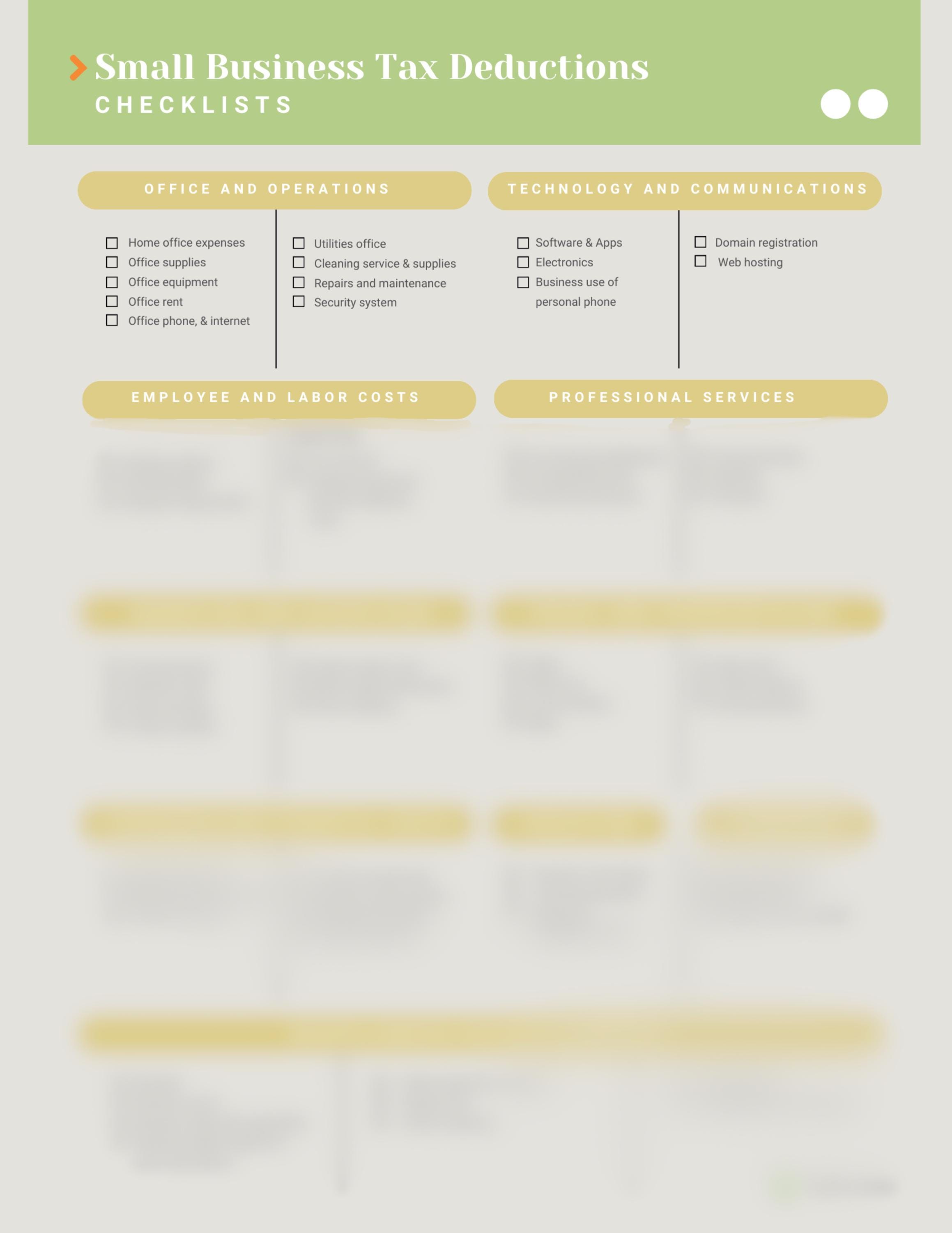 Small Business Tax Deduction Checklist - Etsy