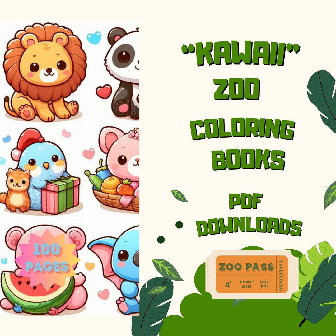 Kawaii Animal Coloring Page Printable for Kids Adults Fun Gift for Art ...