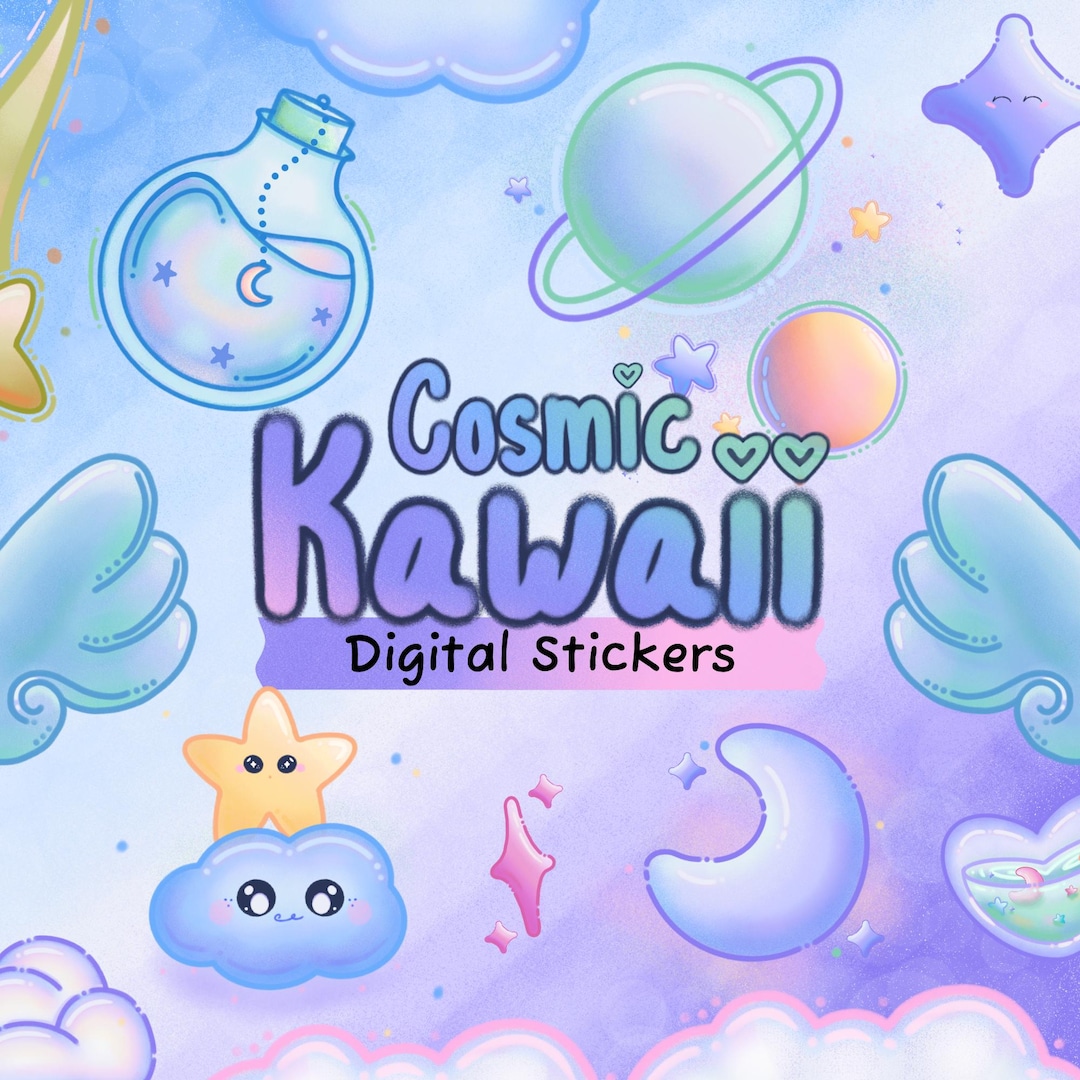 Cosmic Kawaii Digital Stickers, Bujo Stickers, Digital Planner Stickers ...