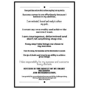 Motivational Poster, Affirmations, Success, Self-confidence ...