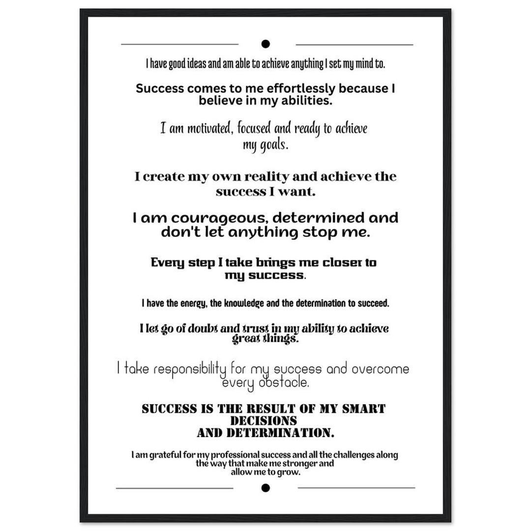Motivational Poster, Affirmations, Success, Self-confidence ...