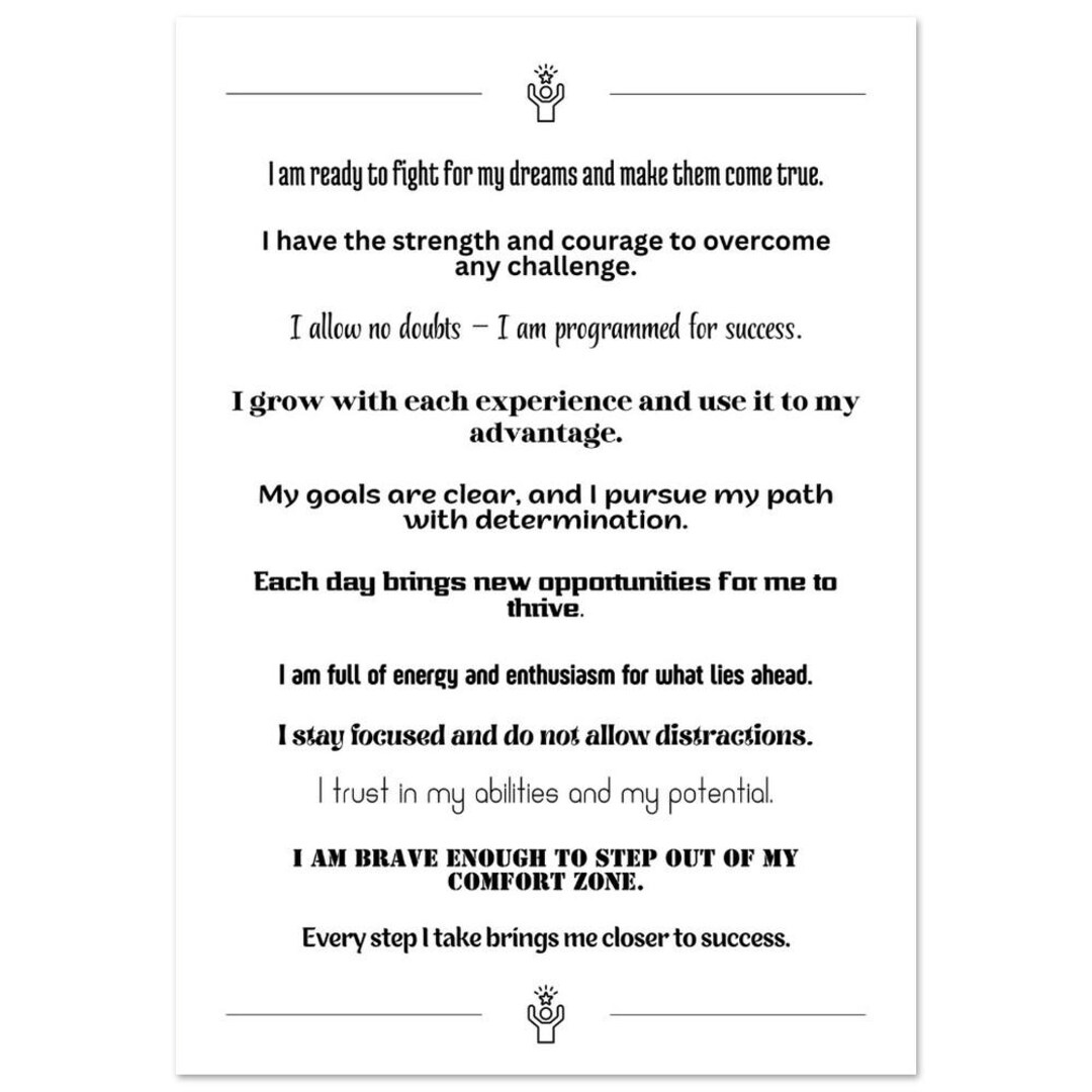Motivational Affirmation Poster Empowering Daily Reminders for Success ...
