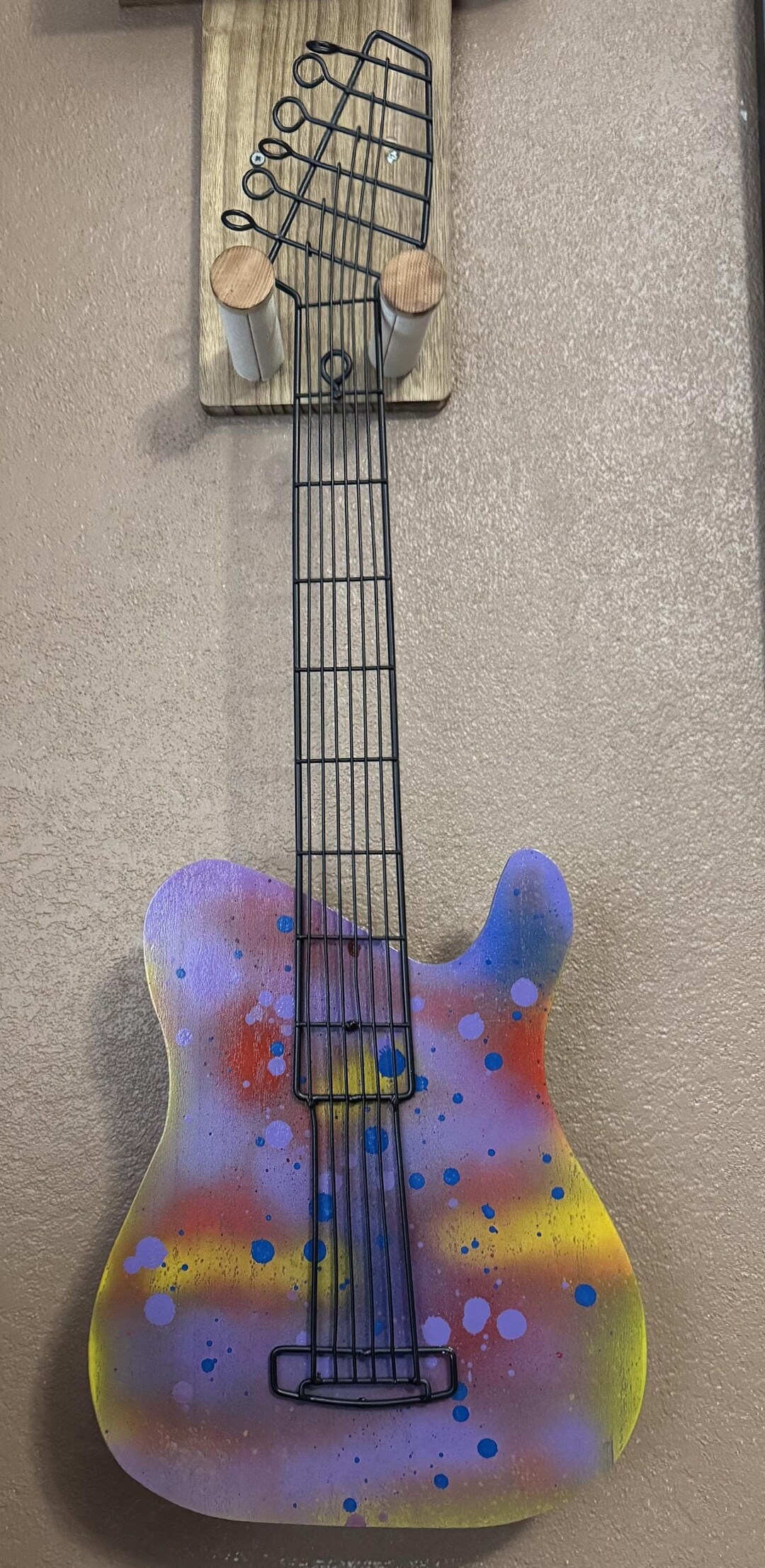 Hand Painted Guitar Wood and Metal Wall Art, Music Decor, Acoustic ...