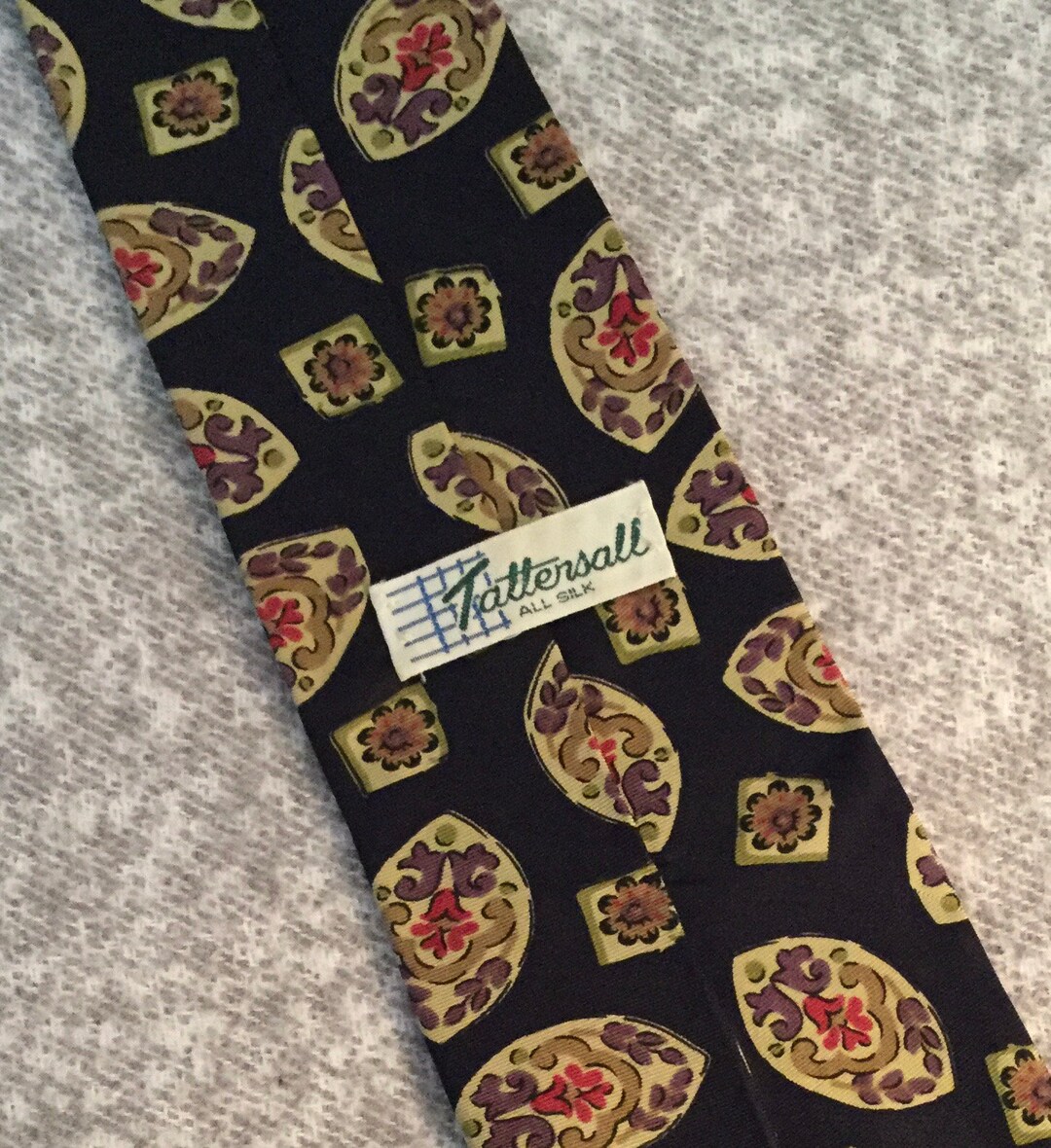 Labeled Tattersall Flower Design All Silk Men’s Neck Tie 1970’s 1980’s ...