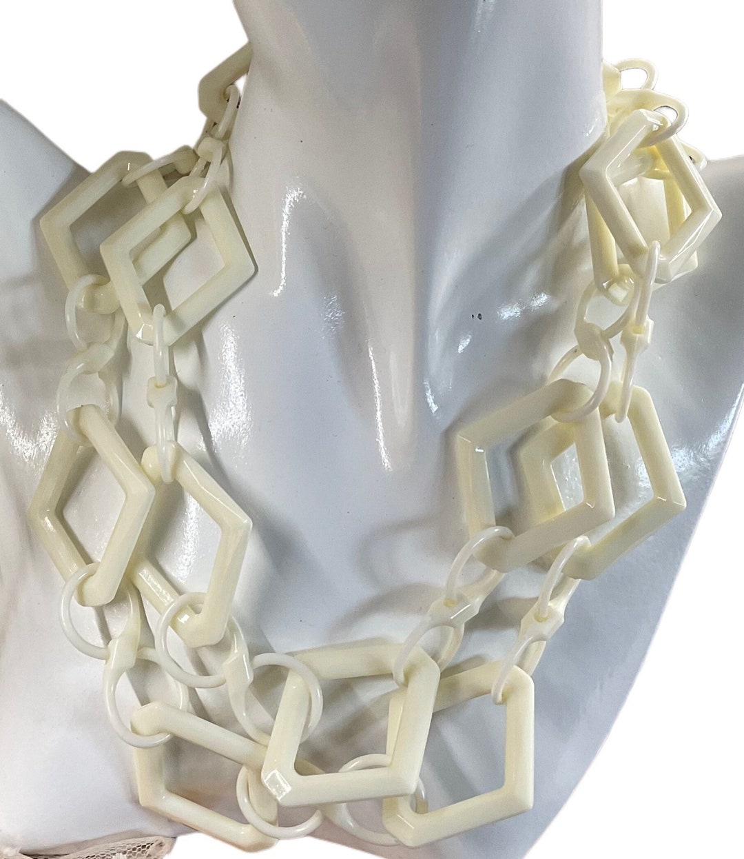 ON HOLD for Kima Large Link off White Celluloid Plastic Diamond Chain ...