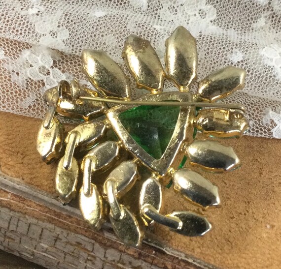 Three Shades of Green Triangle Shaped Rhinestone Broo… - Gem