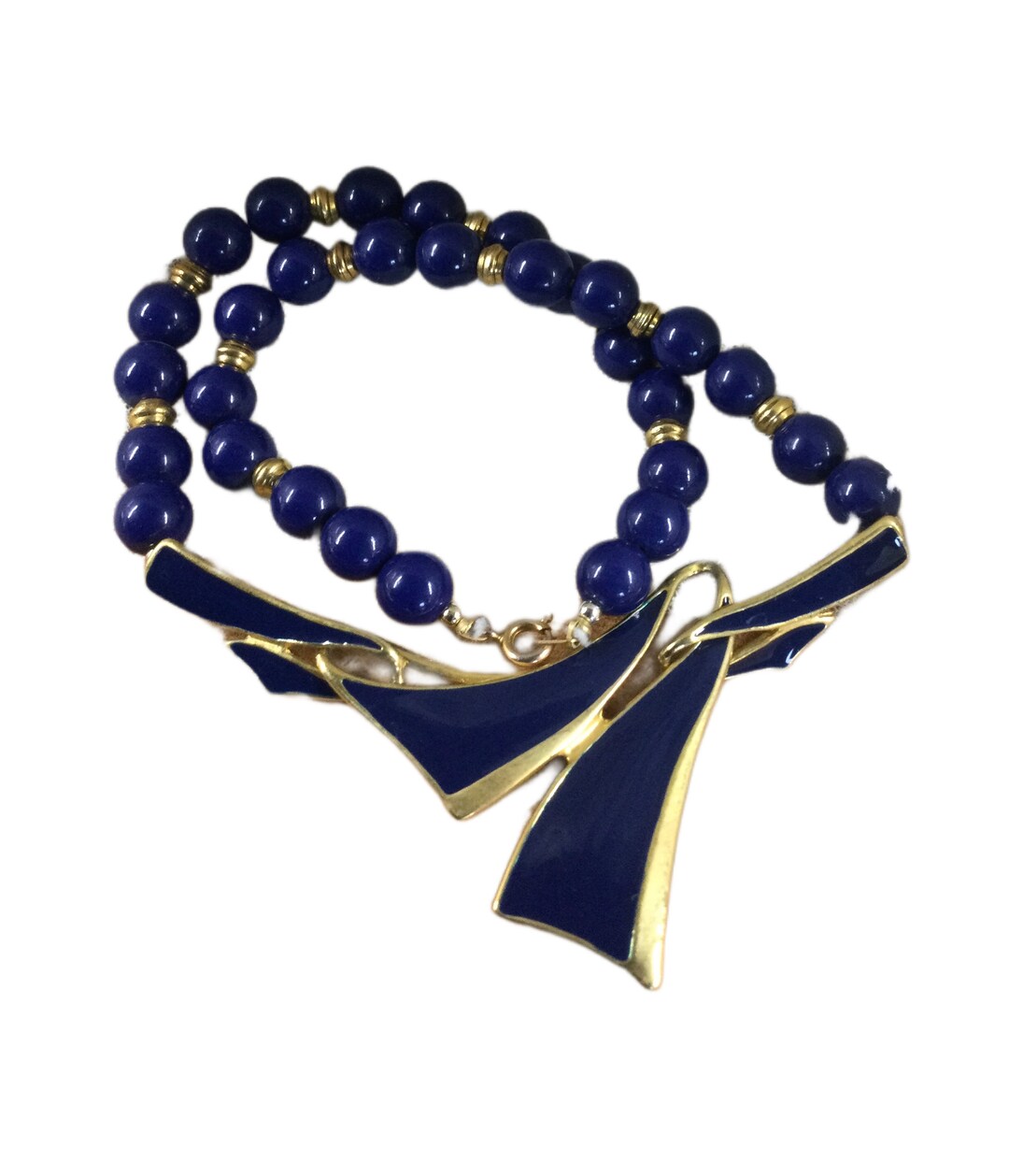 Rich Luxe Royal Blue Lucite Bead Royal Blue Fancy Chevron Necklace ...