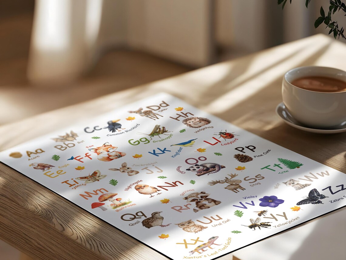 Woodland Alphabet Poster, Woodland Nursery Wall Decor, ABC Nursery ...
