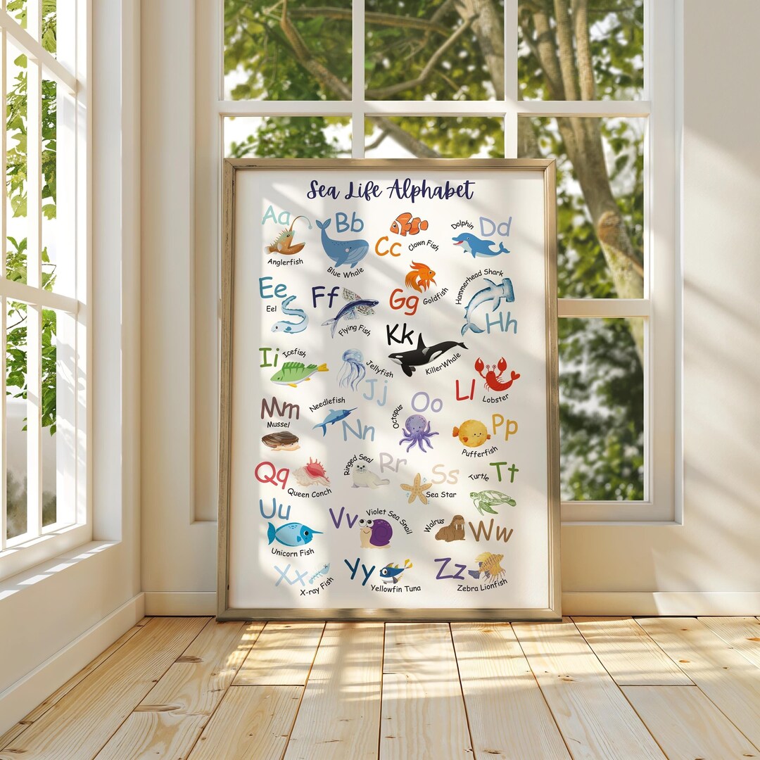 Ocean Animals Poster, ABC Print, Educative Poster, Educative Print ...