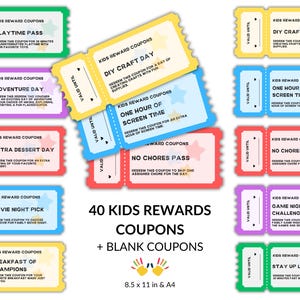 Kids Reward Coupons, Editable Voucher, Printable Birthday Book, Instant ...