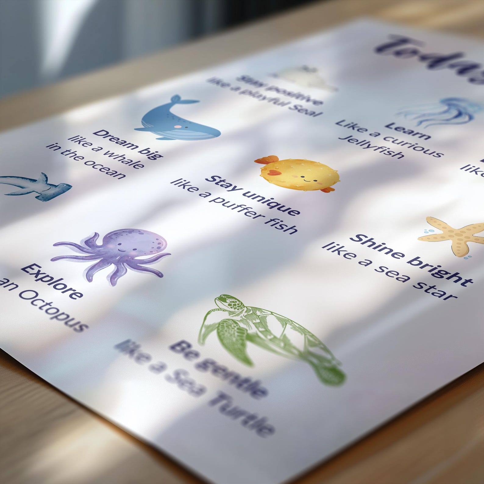 Childrens Affirmations Wall Art, Positive Ocean Poster, Sea Animal ...