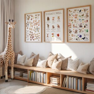 Woodlands Nursery Set of 3, Alphabet Numbers Posters, Woodland Nursery ...
