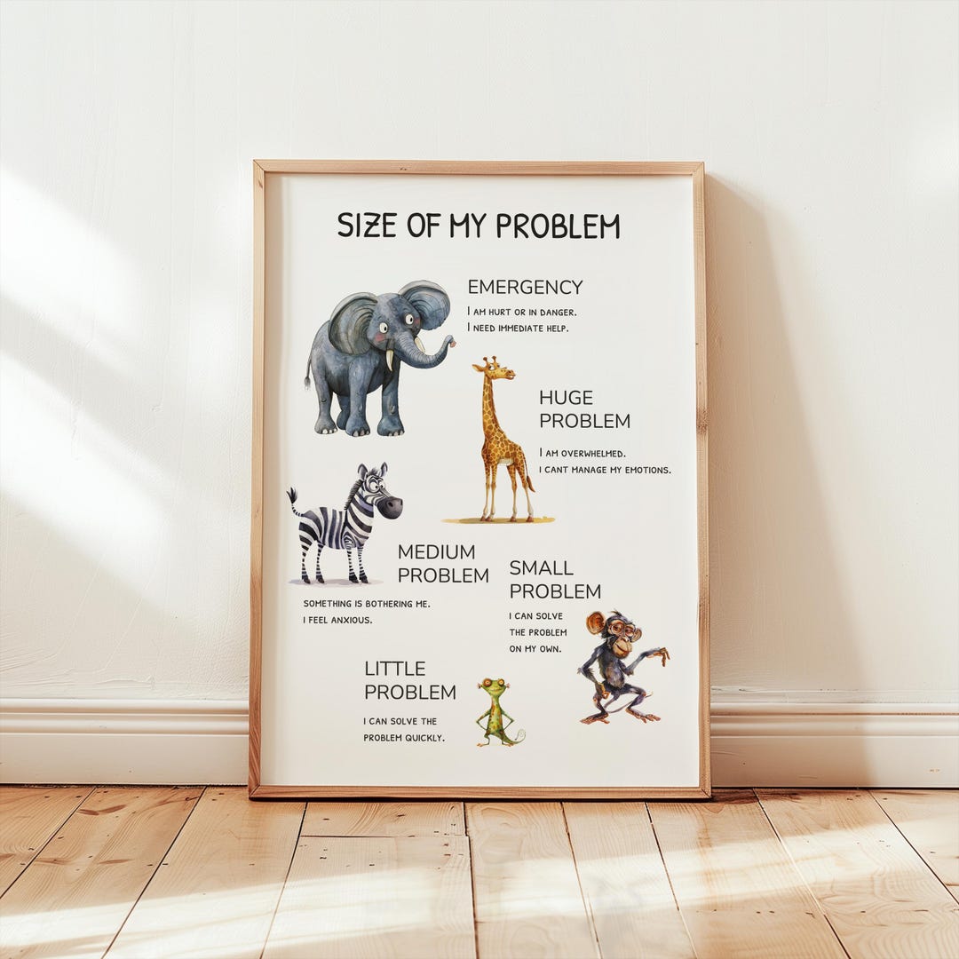 Size of My Problem Poster, Safari Animals Nursery Printable, Calm Down ...