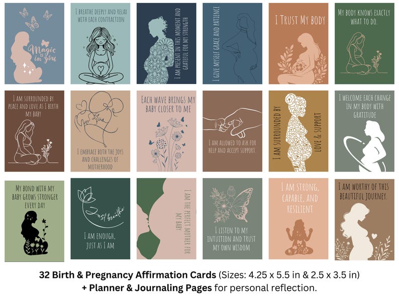Pregnancy and Birth Affirmation Cards, Affirmations Digital Cards ...