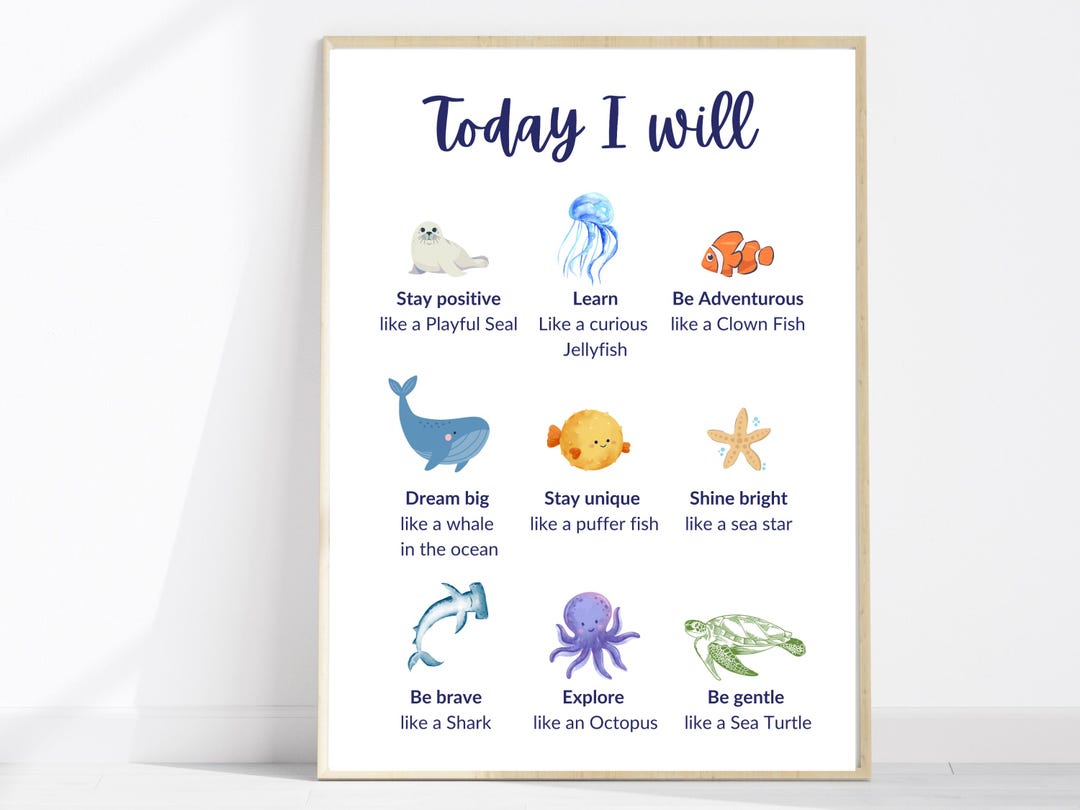 Childrens Affirmations Wall Art, Positive Affirmation Poster, Sea ...