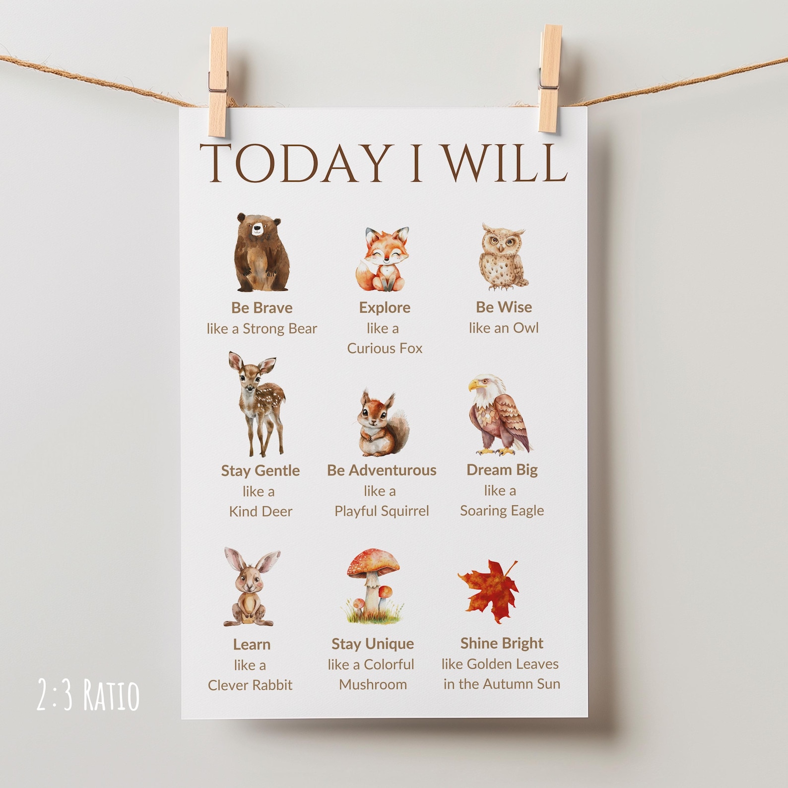 Childrens Affirmations Wall Art, Woodlands Nursery Wall Decor, Nursery ...