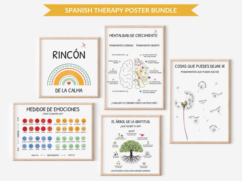 5 Spanish Trauma Therapy Bundle, Coping Skills, Emotions Poster ...