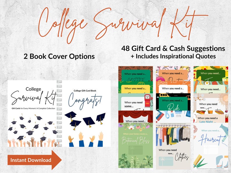 Graduation Gift Card Book, College Survival Kit, Graduation Keepsake ...