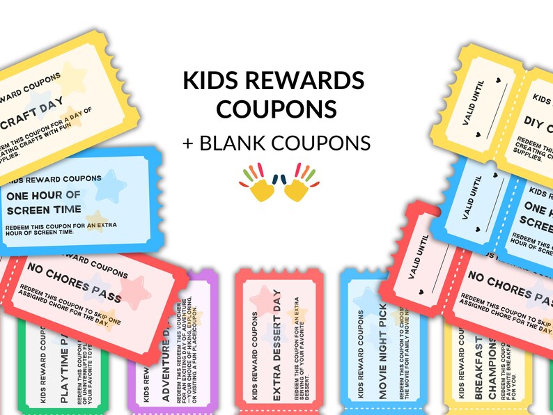 Kids Reward Coupons, Editable Voucher, Printable Birthday Book, Instant ...