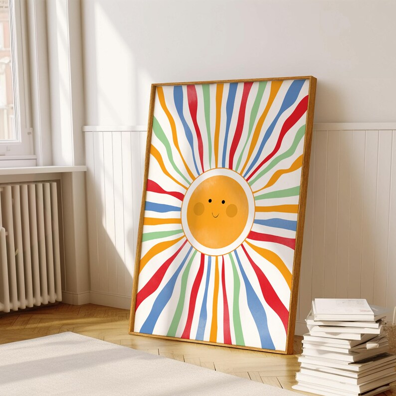 Emotions Wheel, Calming Corner, Sun Playroom Poster, Watercolor Rainbow ...
