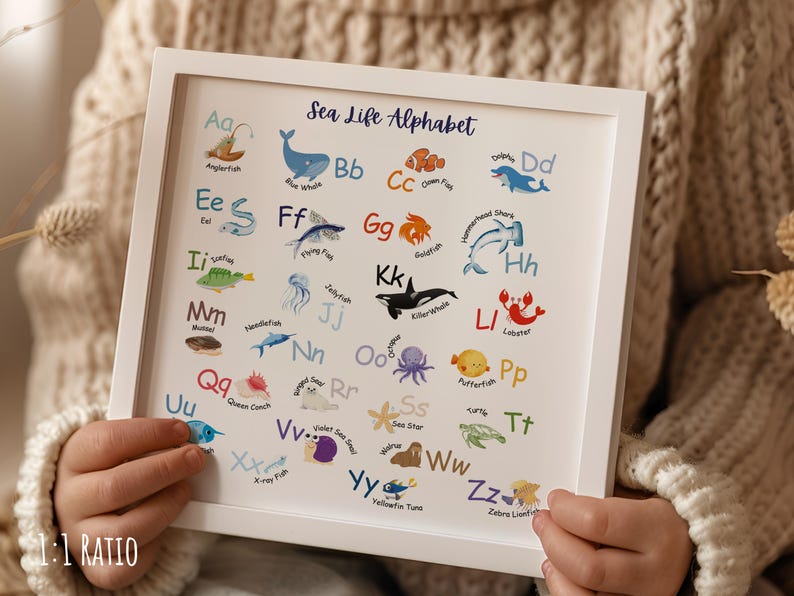 Ocean Animals Poster, ABC Print, Educative Poster, Educative Print ...