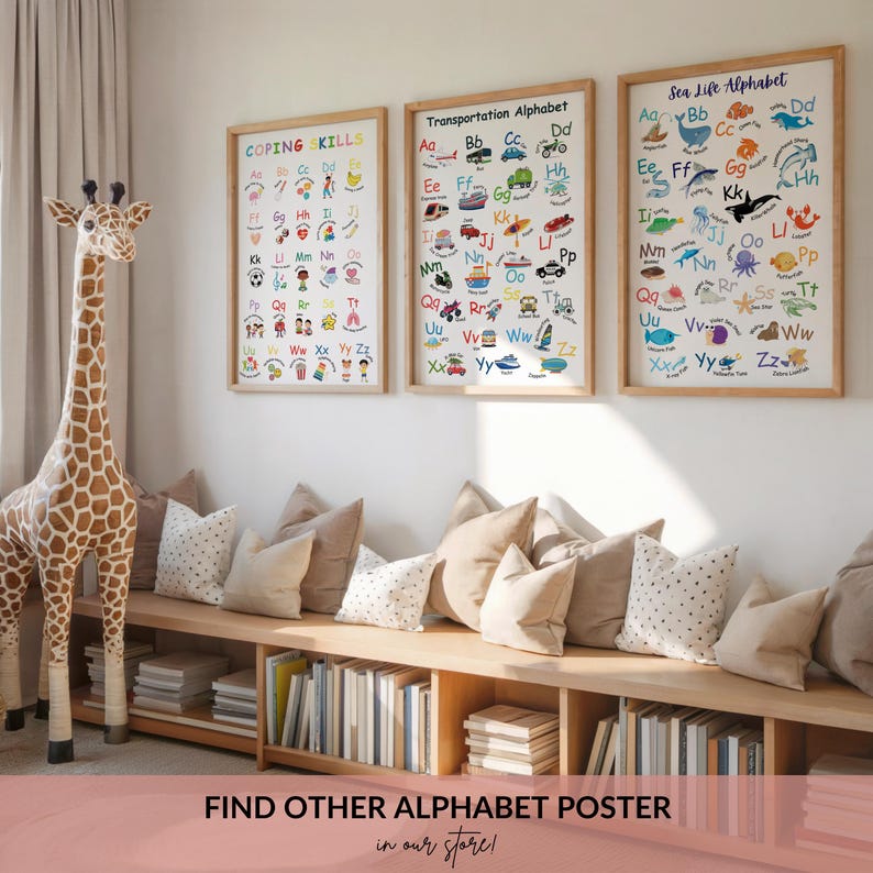 Ocean Animals Poster, ABC Print, Educative Poster, Educative Print ...