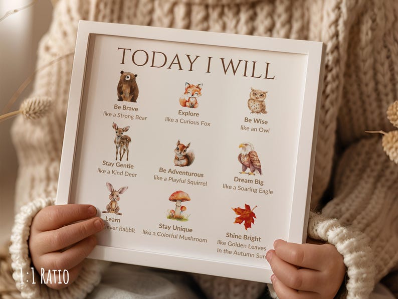 Childrens Affirmations Wall Art, Woodlands Nursery Wall Decor, Nursery ...