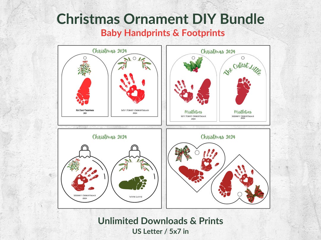 Handprint Bundle First Christmas Footprint Paper Ornament Christmas ...