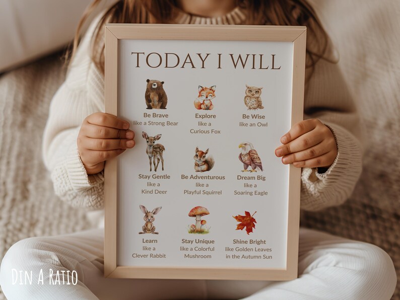 Childrens Affirmations Wall Art, Woodlands Nursery Wall Decor, Nursery ...