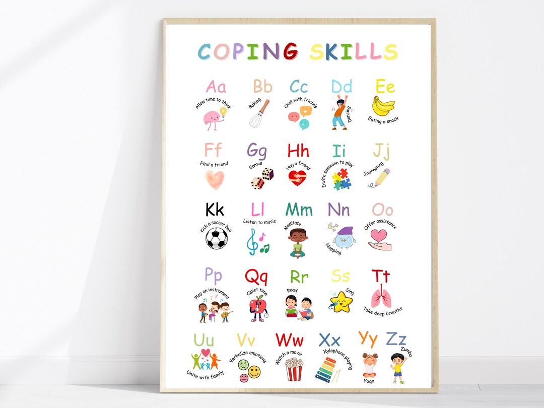 Coping Skills Alphabet Therapy Office Decor Calm Corner Classroom ...
