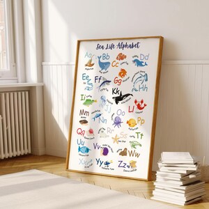 Ocean Animals Poster, ABC Print, Educative Poster, Educative Print ...