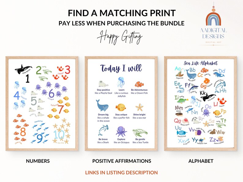 Number Poster, Sea Life Animal Counting, Educative Poster, Toddler Boys ...