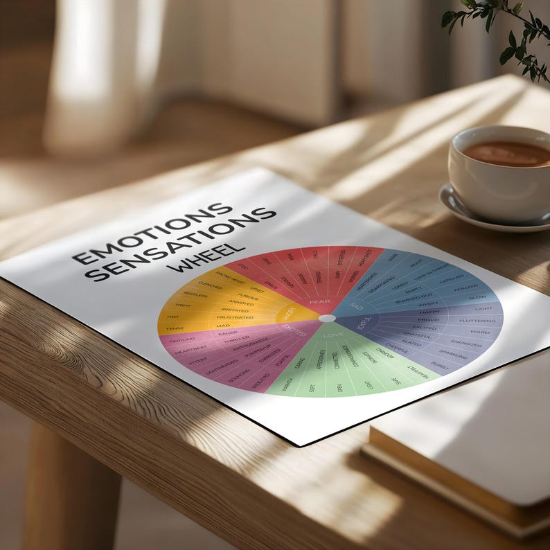 Feelings Wheel Printable, Emotions Poster, Zones of Regulation, Calming ...