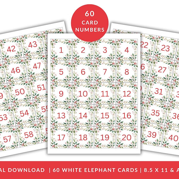 Yankee Swap Printable Numbers - Etsy