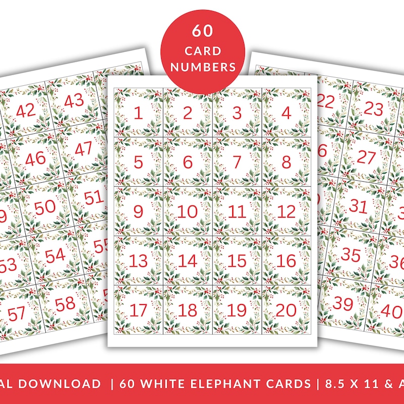 Yankee Swap Printable Numbers - Etsy