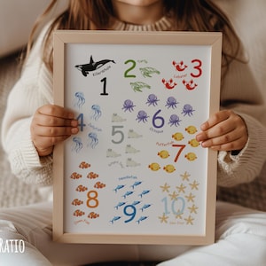 Number Poster, Sea Life Animal Counting, Educative Poster, Toddler Boys ...