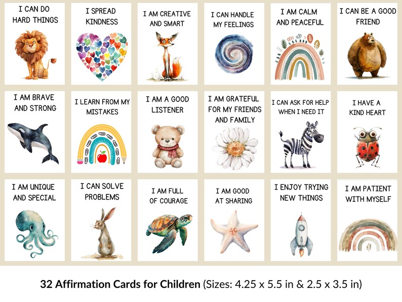 Affirmation Cards for Children, 32 Daily Affirmations, Affirmations ...