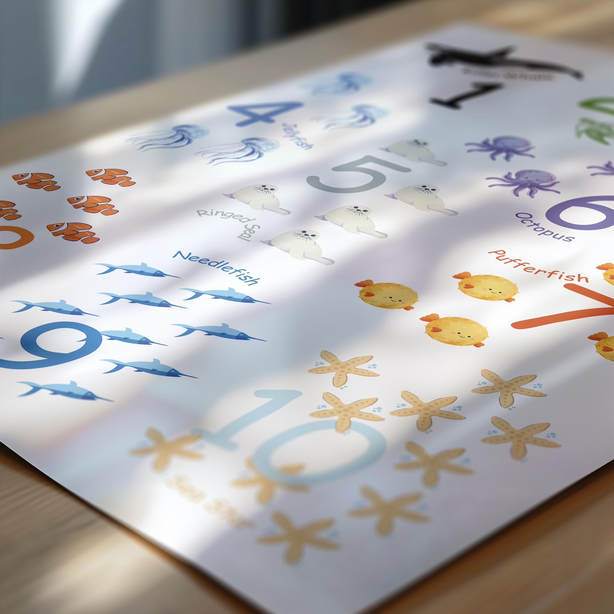 Number Poster, Sea Life Animal Counting, Educative Poster, Toddler Boys ...