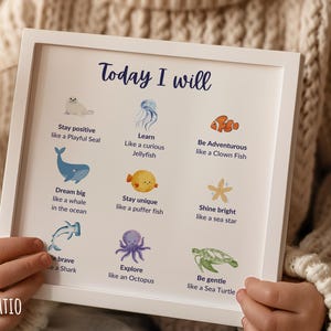 Childrens Affirmations Wall Art, Positive Ocean Poster, Sea Animal ...