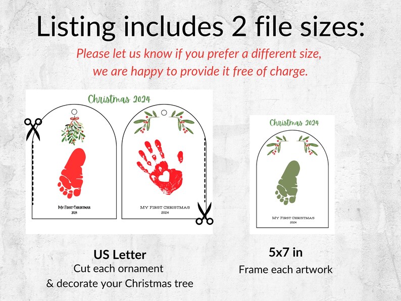 Handprint Bundle First Christmas Footprint Paper Ornament Christmas ...