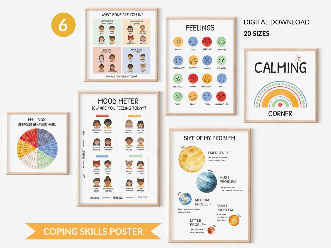 6 Calming Corner Posters, Emotions Poster, Feelings Chart, Educative ...