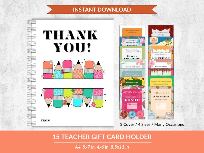 Gift Card Book for Teacher, Gift Card Holder, Daycare Appreciation ...